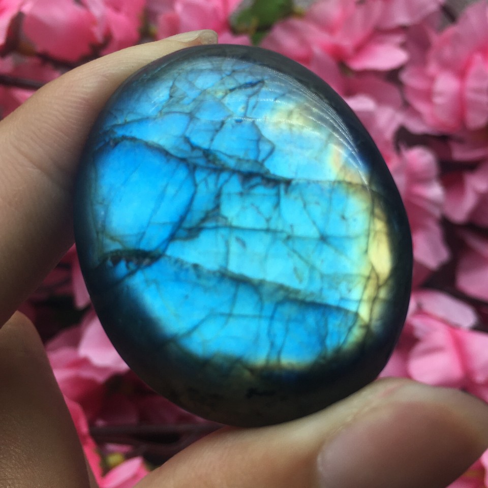 Natural Labradorite Quartz Crystal Polished Palm Stone Ore Specimen ...