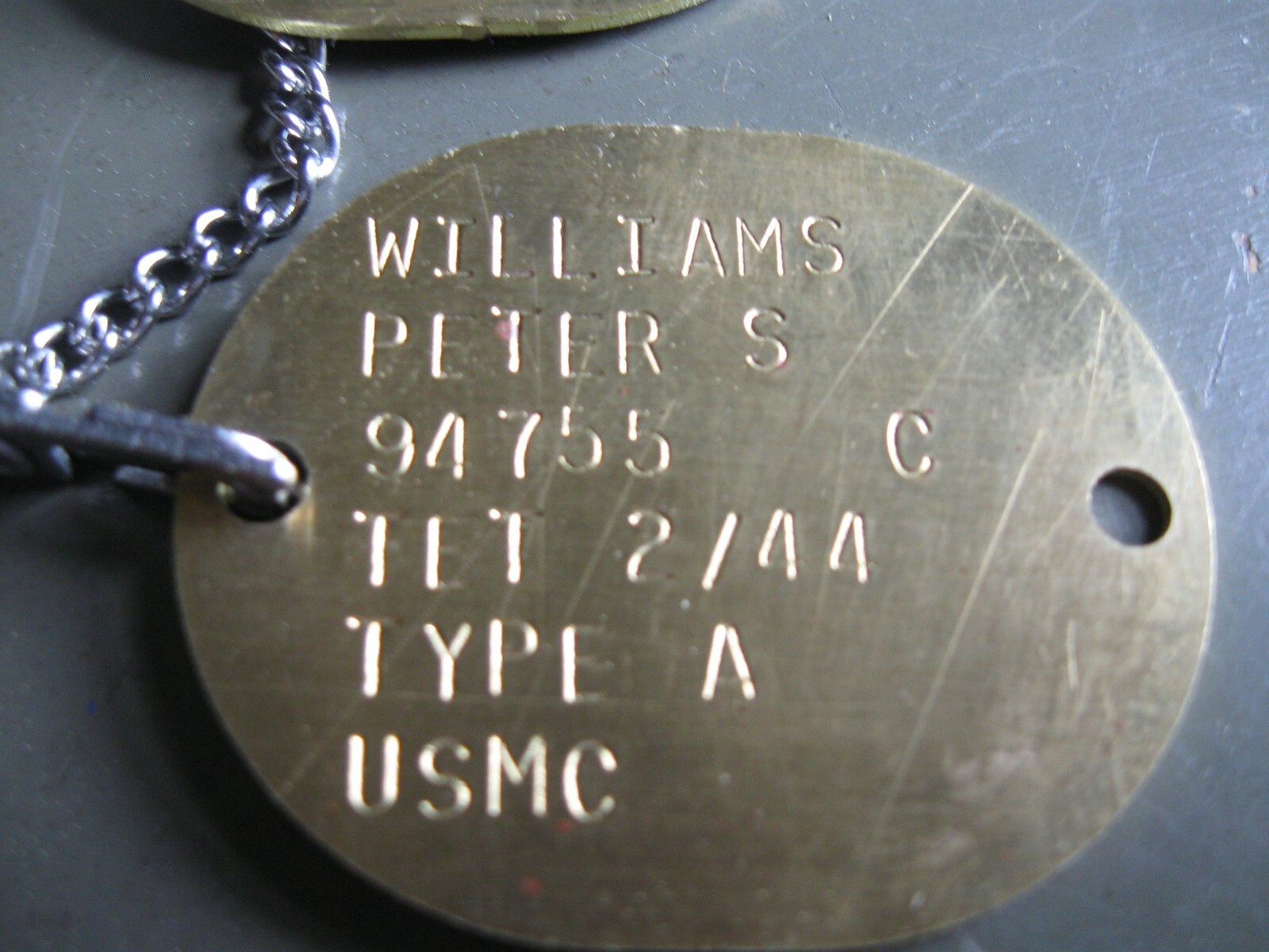 M1943 Brass WW2 Navy and marine dog tag reproductions with sister hook ...