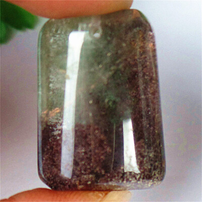 27x19x11mm Natural Red Green Ghost Crystal Quartz Trapezoid Pendant ...