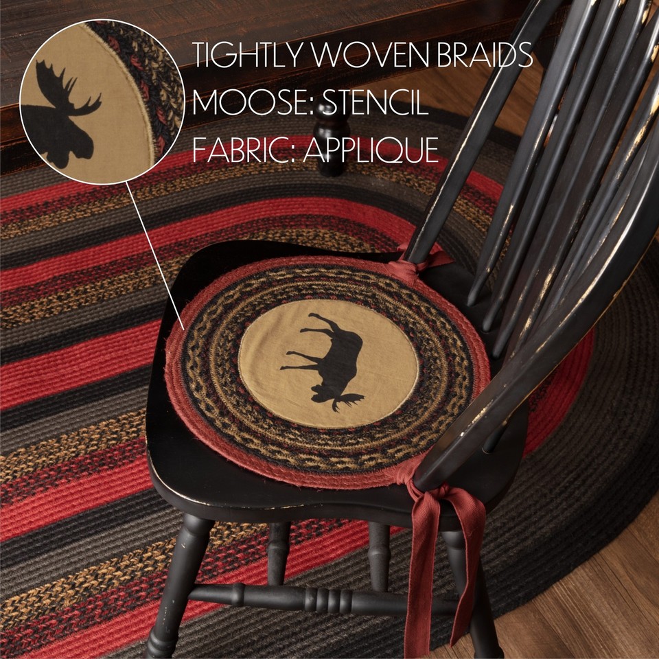 Rustic 15 in Moose Chair Pad Set of 6 Tan Jute Kitchen Table Decor VHC ...