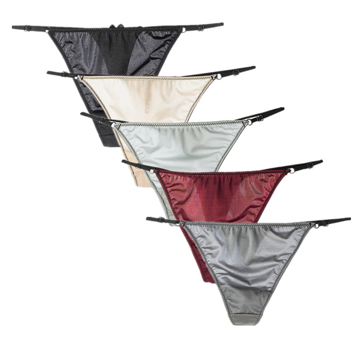 5 10 Pcs Lot Women's Sexy Satin Thongs G-string V-back Panties ...