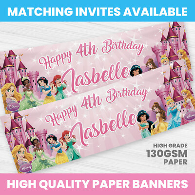 PERSONALISED DISNEY PRINCESS BANNERS PRINCESS BIRTHDAY BANNER FOR ...