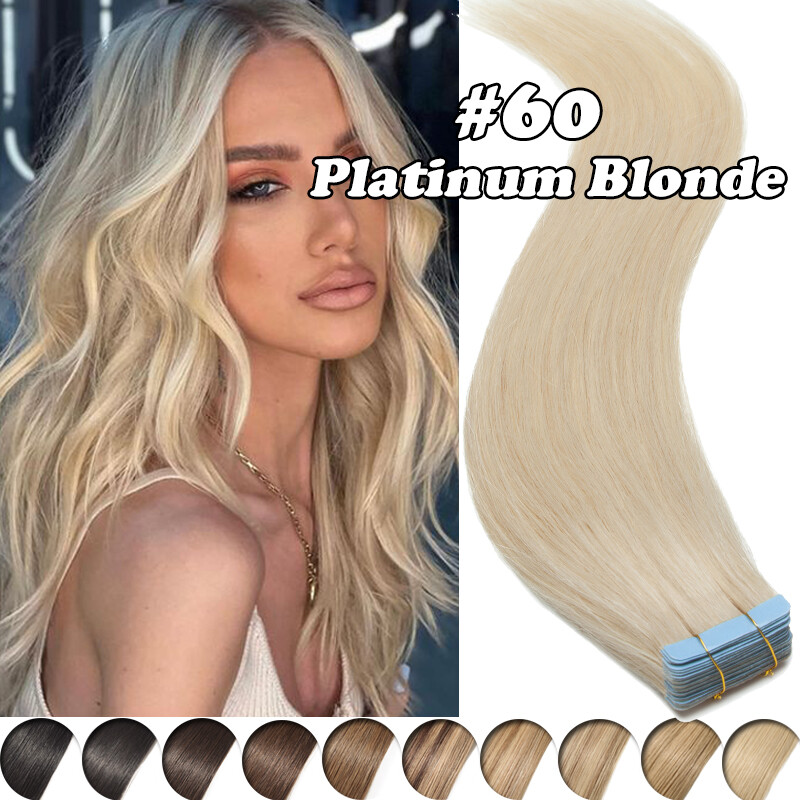 Russian Tape In Skin Weft 100% Human Remy Hair Extensions THICK Full ...
