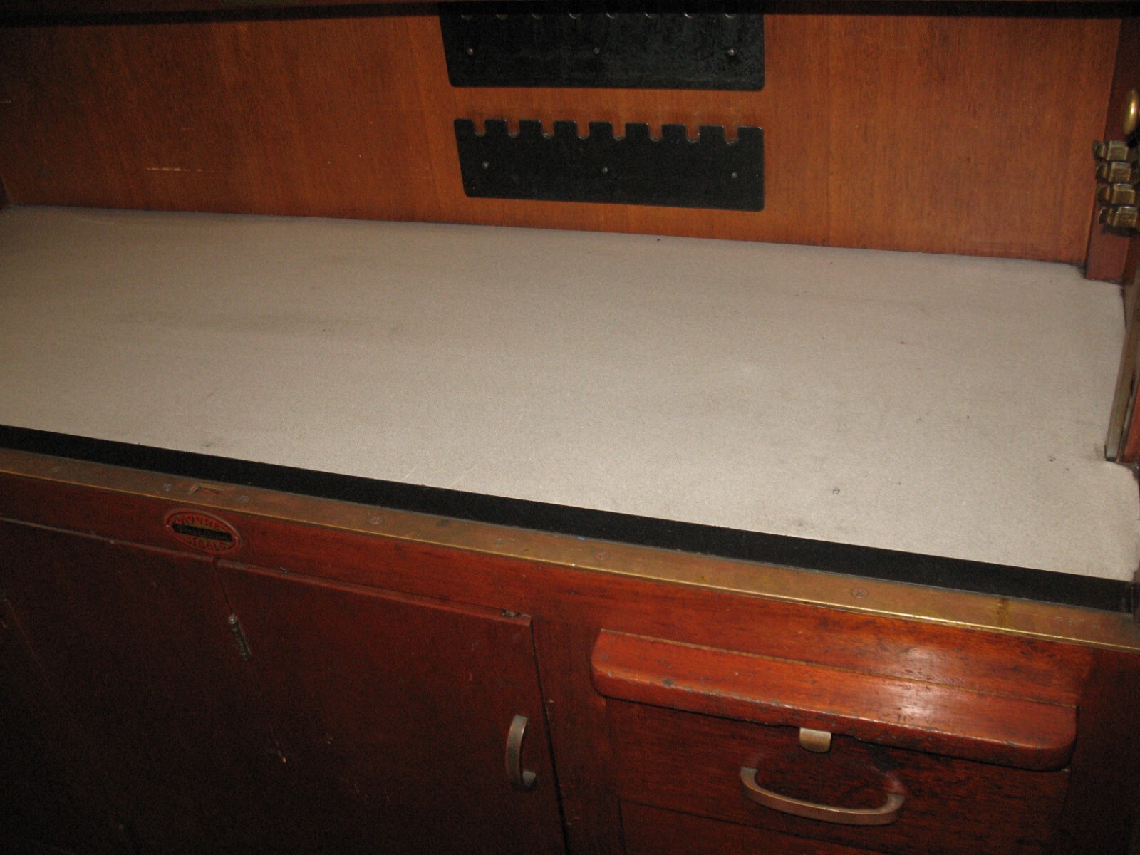 2 MOORE JIG BORER GRINDER MAHOGANY WORK BENCH TOOL STORAGE CABINET ...