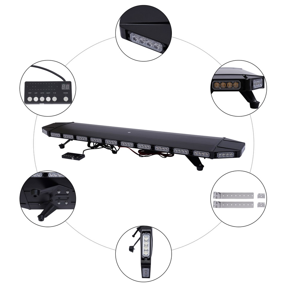 47" 104LED Amber+White Strobe Light Bar Emergency Warn Beacon Tow Truck Response | eBay