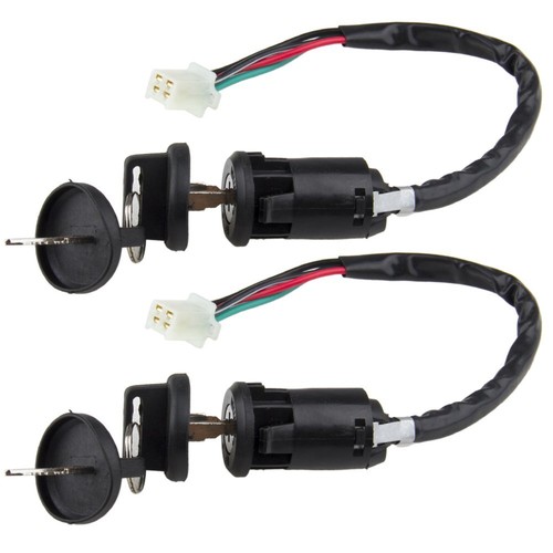 [2Pack] 4 Wires Ignition Switch with 2 Keys, Motorcycle Ignition Switch ...