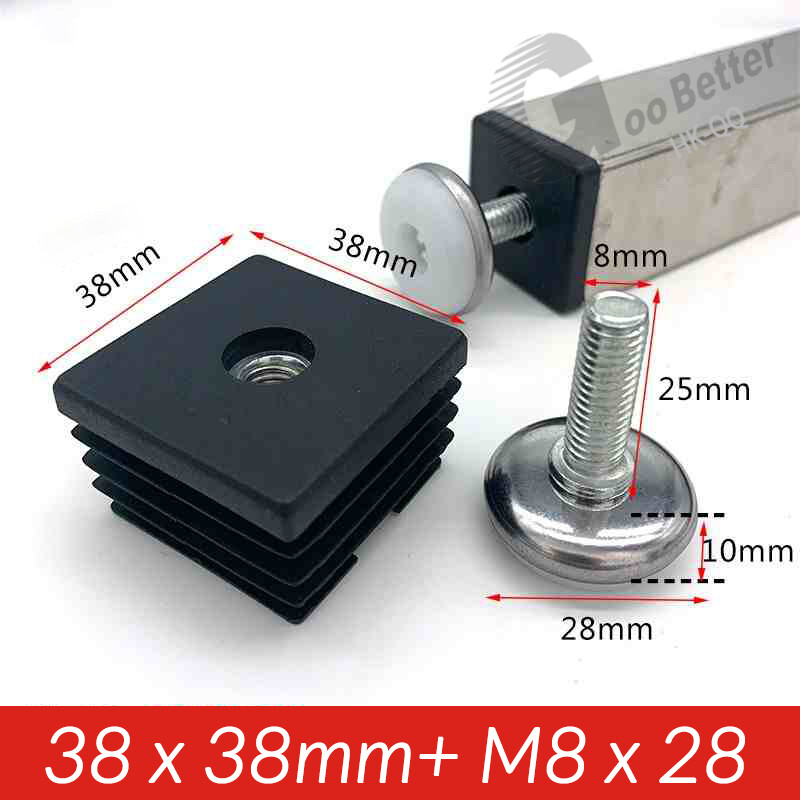 Square Tube Inserts End Caps /Adjustable Table Foot Furniture Leveling ...