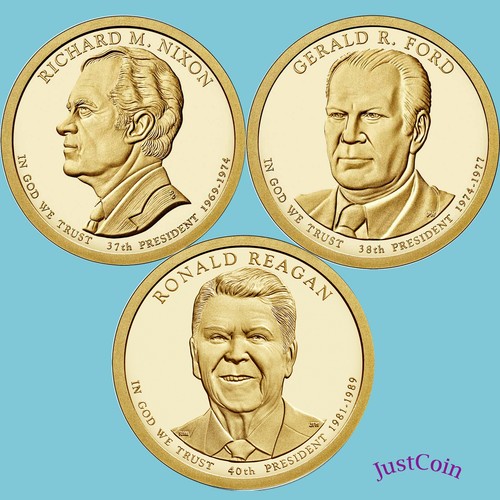 2016-D NIXON FORD REAGAN PRESIDENTIAL GOLDEN DOLLARS 3 COINS SET ...