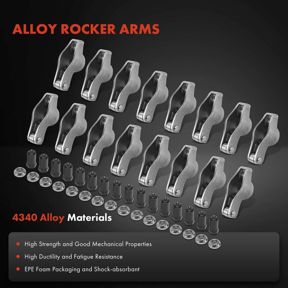 4340 Sportsman Roller Rocker Arms for Ford SBF 302 1.6 Ratio 3/8" Self ...