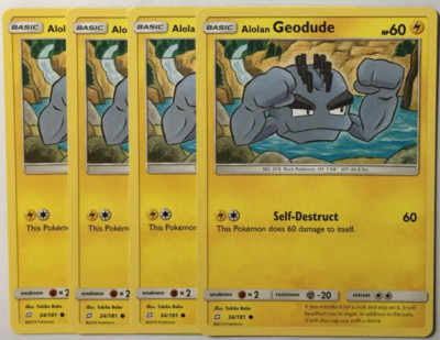 POKEMON 4X ALOLAN GEODUDE 34/181 TEAM UP COMMON NEAR MINT-PLAYSET | eBay