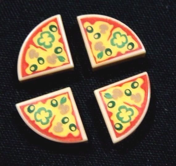 LEGO Pie Slice Tiles 4x Minifigure Minifig Fruit Lattice Food 1/4 Round ...