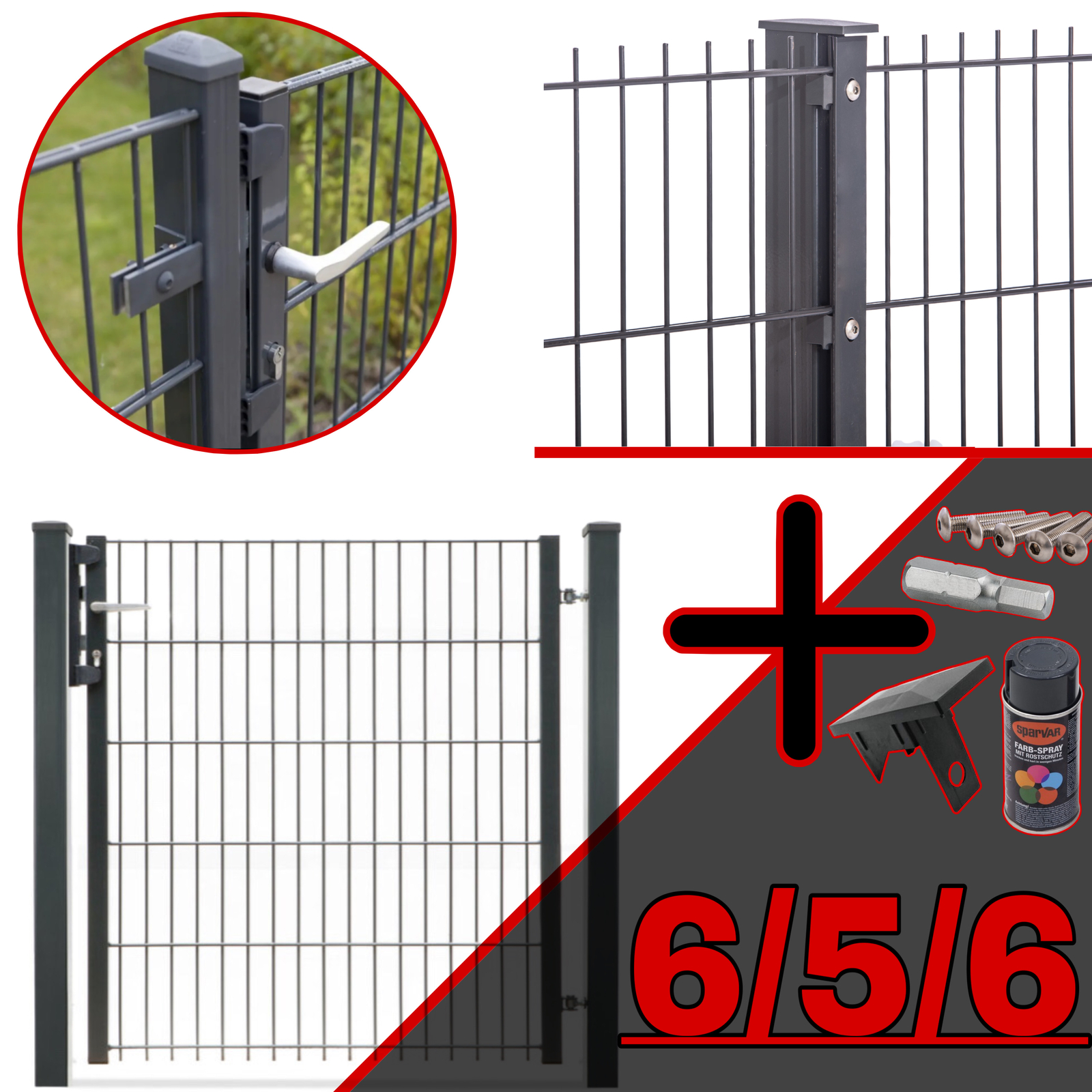 Doppelstabmattenzaun mit Gartentor Zaunset Gartenzaun Set Tor ...
