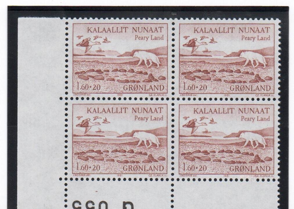 Slania engraved stamps-Greenland-1981 Arctic fox Crn blck of 4 MNH | eBay