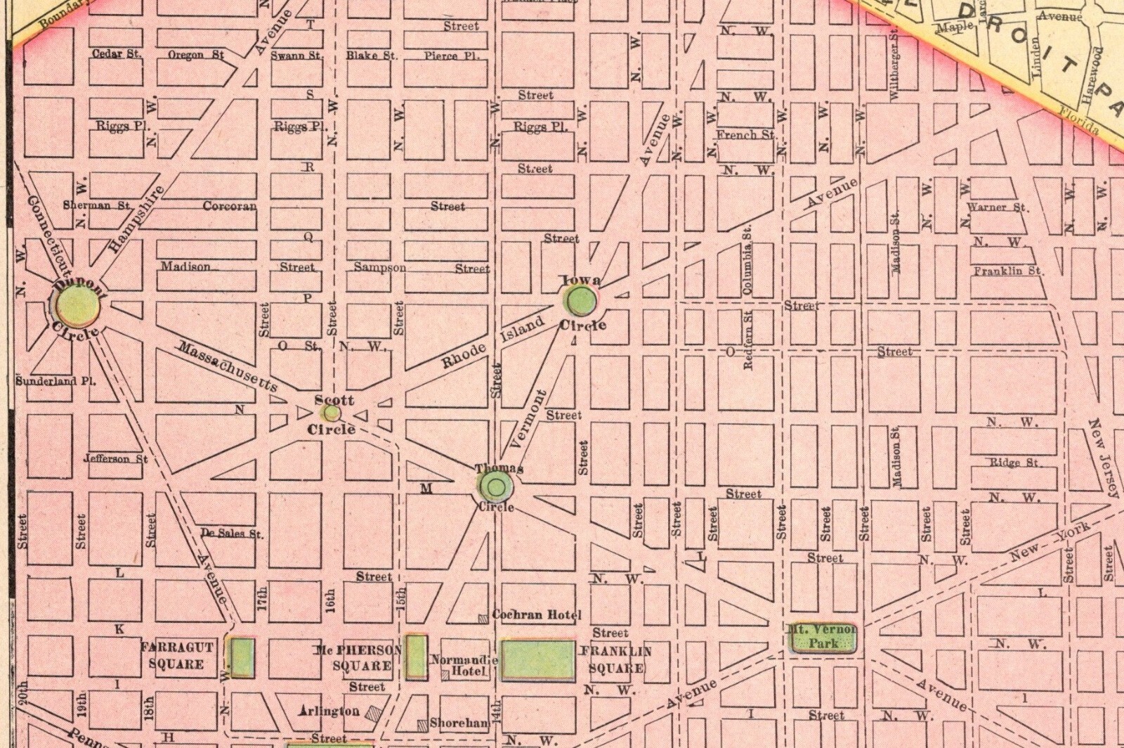 1895 Antique WASHINGTON DC Street Map City Map Of DC Gallery Wall Decor ...