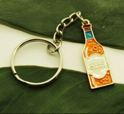 FLAT BEER BOTTLE KEYCHAIN Car Keys Mini Alcohol Aussie Bogan Party Sesh ...