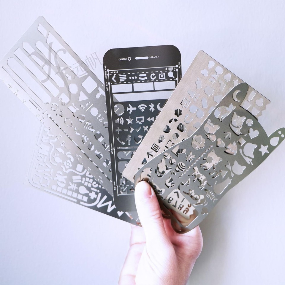 Stainless Steel Stencil Ruler, Multi-Function Hollow Drawing Template ...