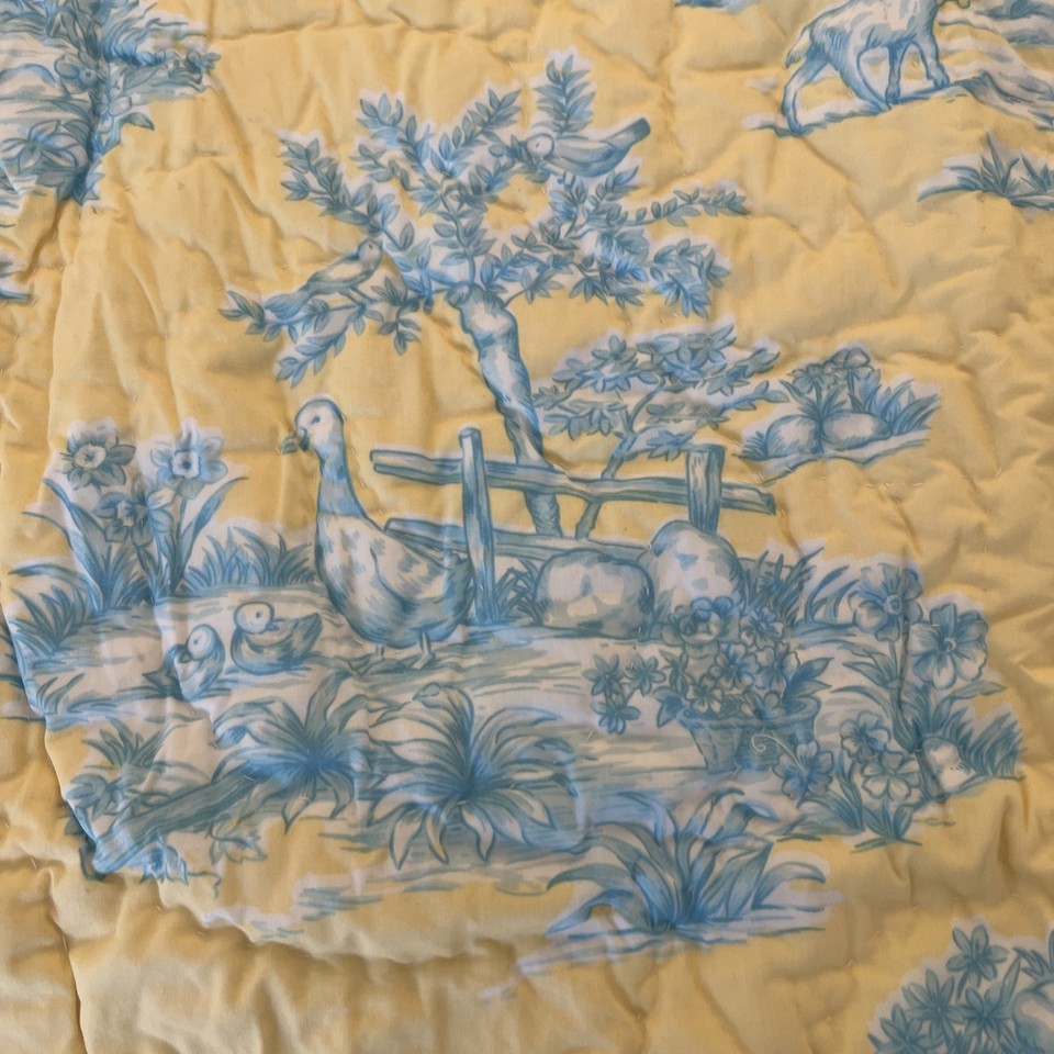 New Pottery Barn Farm Animals Toddler Cotton Quilt & Sham Yellow Blue ...