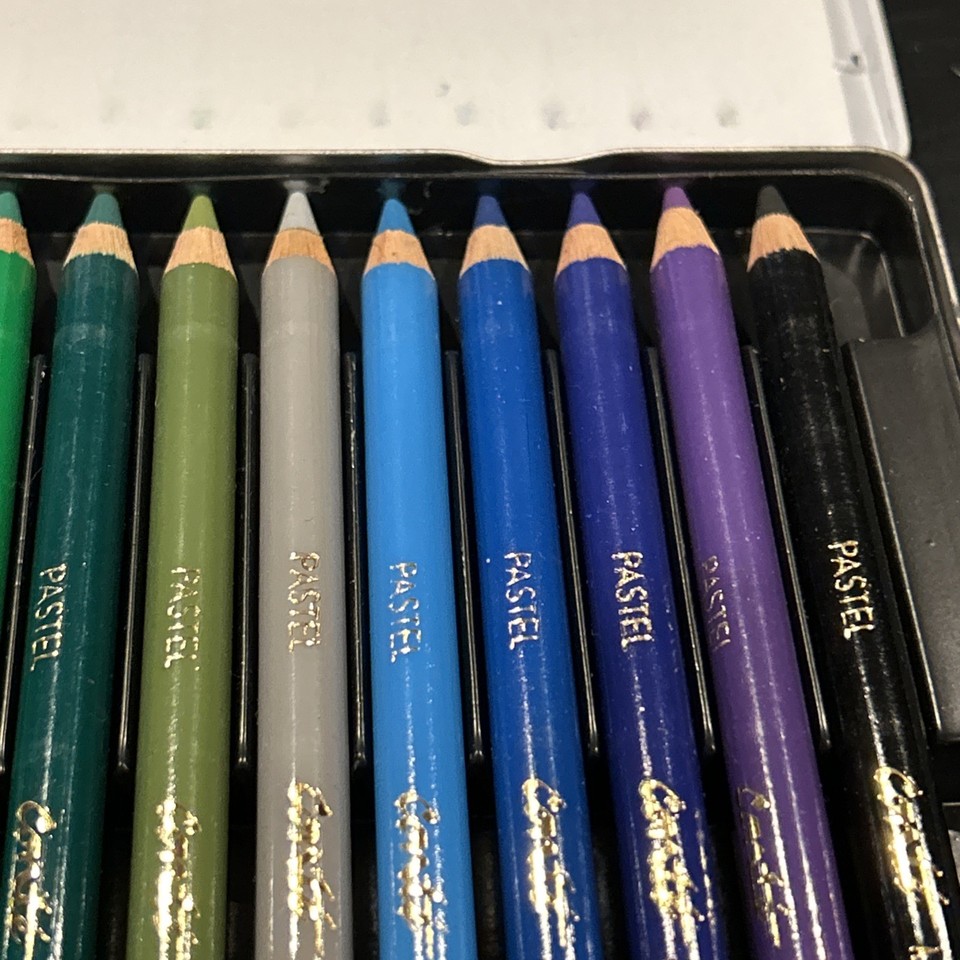 CONTE A PARIS 24 Color Crayons Pastel Pencils Art Set Artist In Tin Box ...