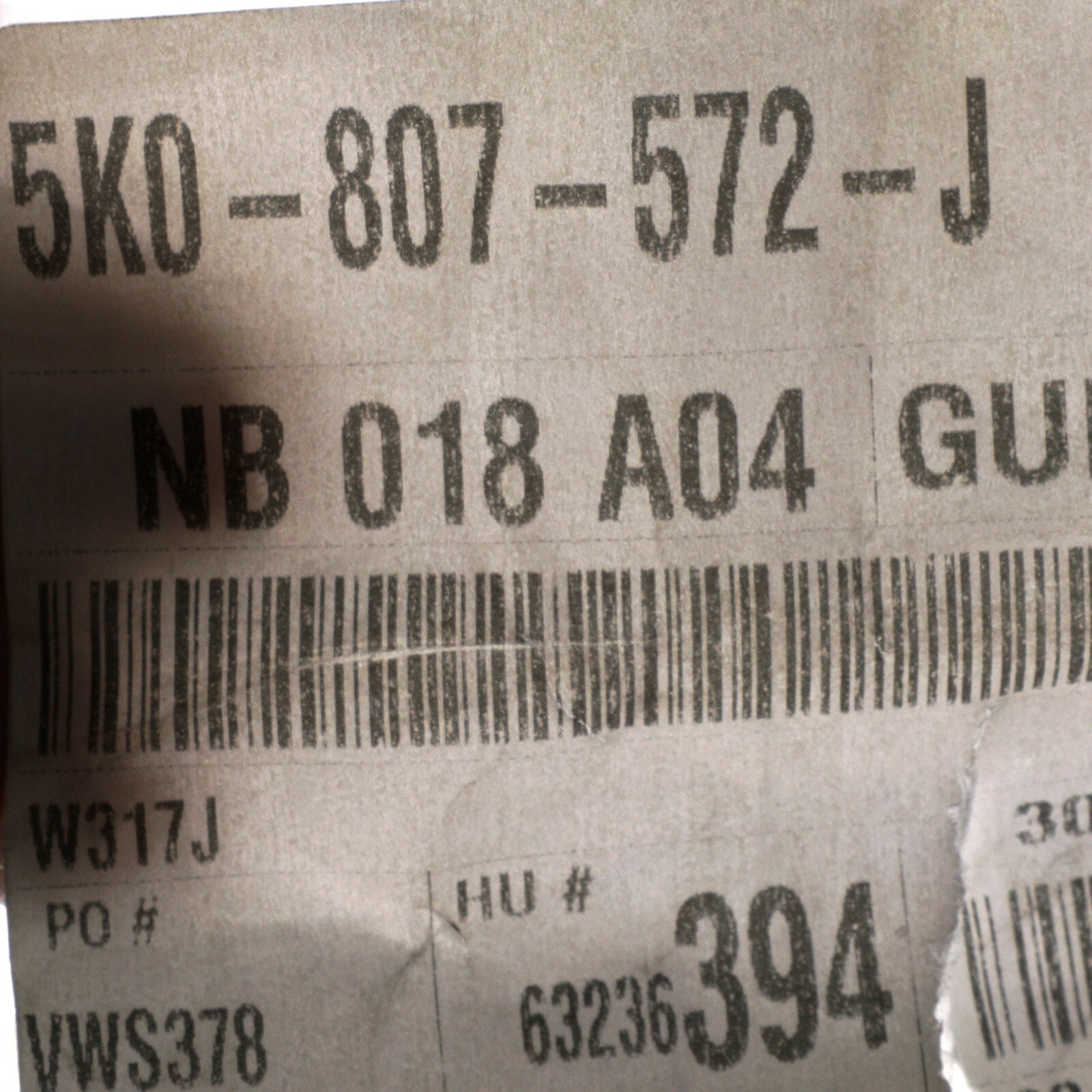 Volkswagen 5K0807572J Genuine OEM Factory Original Guide Support for ...