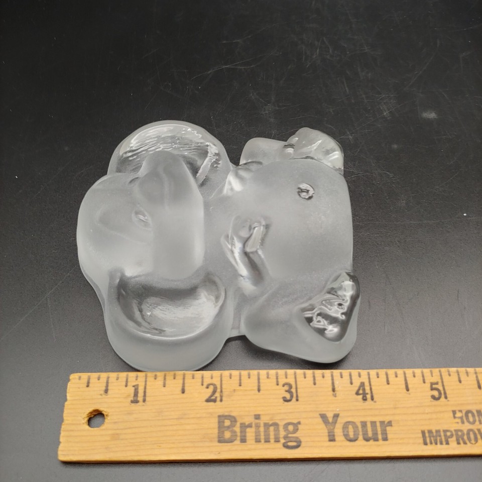 Art Glass Mouse Paperweight Figurine, 4" Heavy Clear Crystal Cute ...