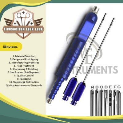 Luer Lock Cannulas with Blue Handle for Precision Fat Extraction in ...