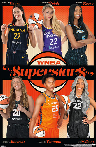 WNBA SUPERSTARS 2024 22x34 POSTER Caitlin Clark, Angel Reese, Sabrina ...