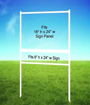 Real Estate Yard Sign Metal Frame, 18 x 24 Slide-In (1) Rider, White ...