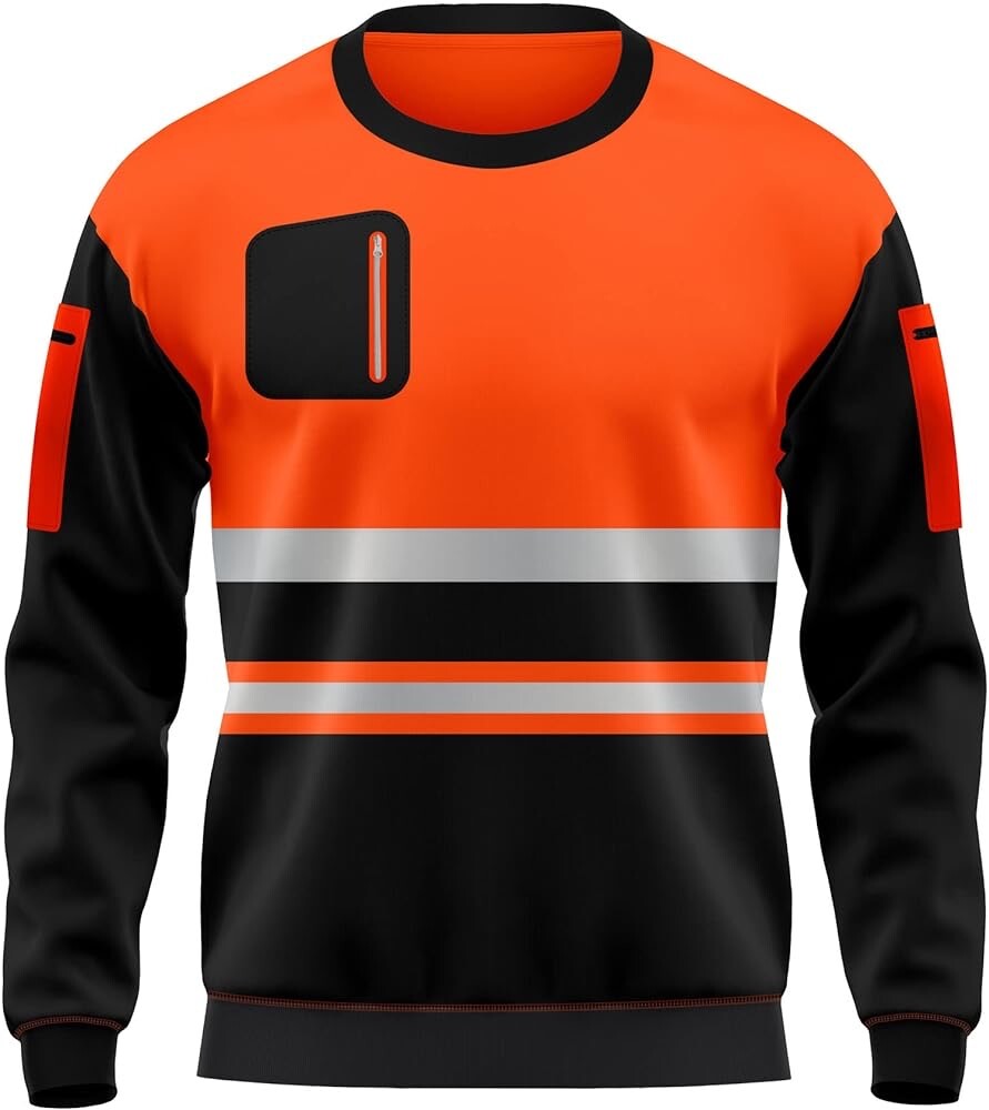 Mens Hi-Viz High Visibility Crew Neck Soft Shell Jumper Work Safety ...