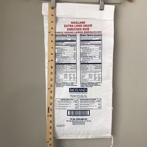 RICELAND FOODS, INC.Enriched Rice Extra Long Grain 25 lbs Plastic Feed ...