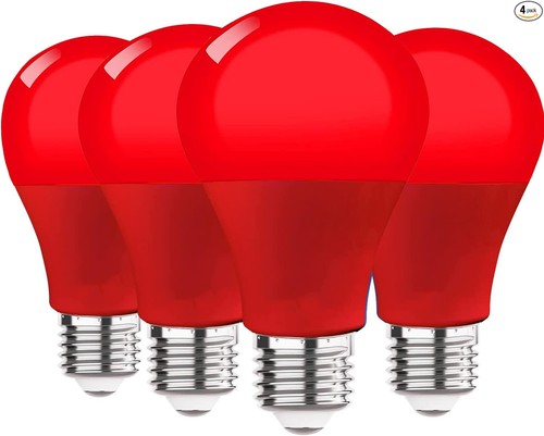 LED Red Light Bulb, A19 9W (60W Equivalent) Red Colored Light Bulb ...