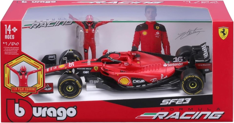 BNIB! Bburago Charles Leclerc #16 2023 Ferrari SF-23 -Scale Model 1/24 ...