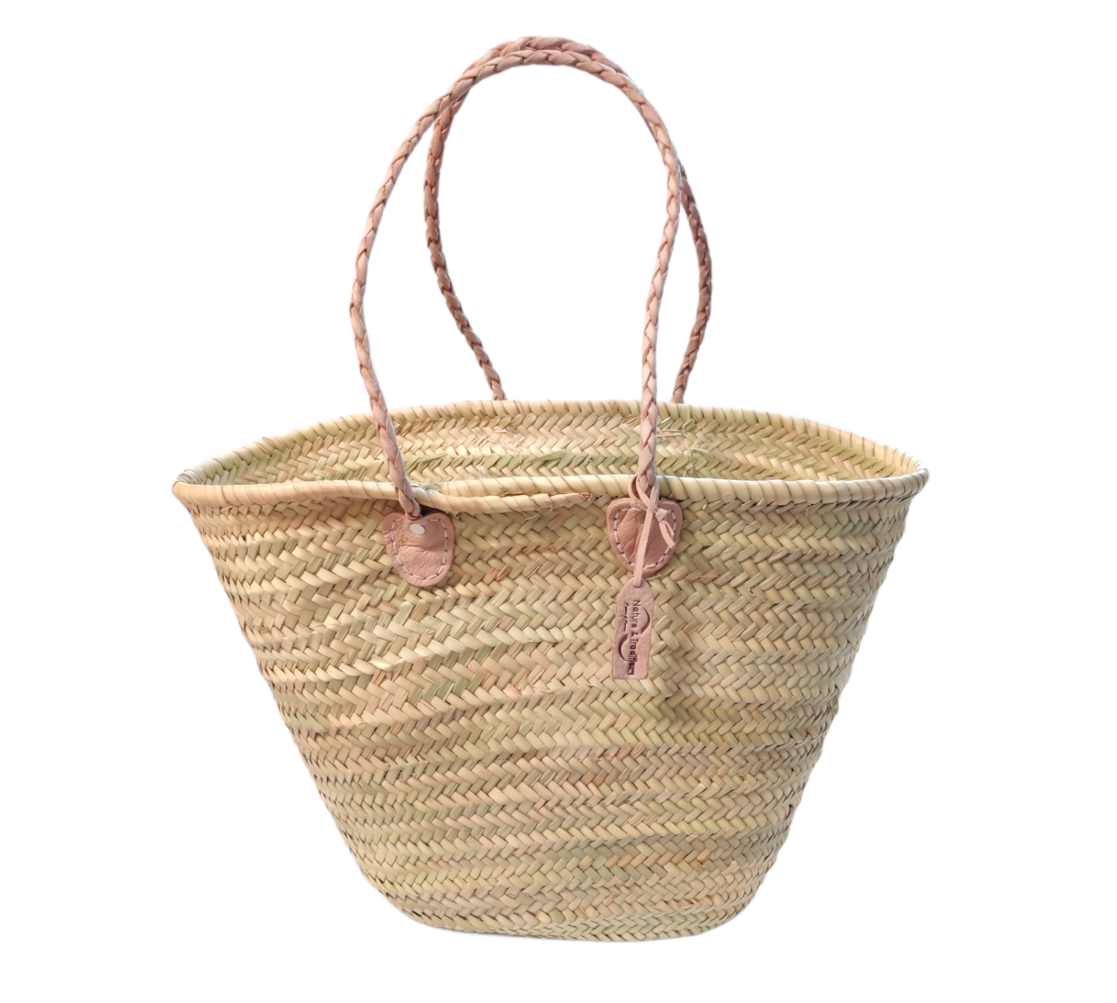 Moroccan Straw Basket Braided Leather Handles Handmade Shoulder Market ...