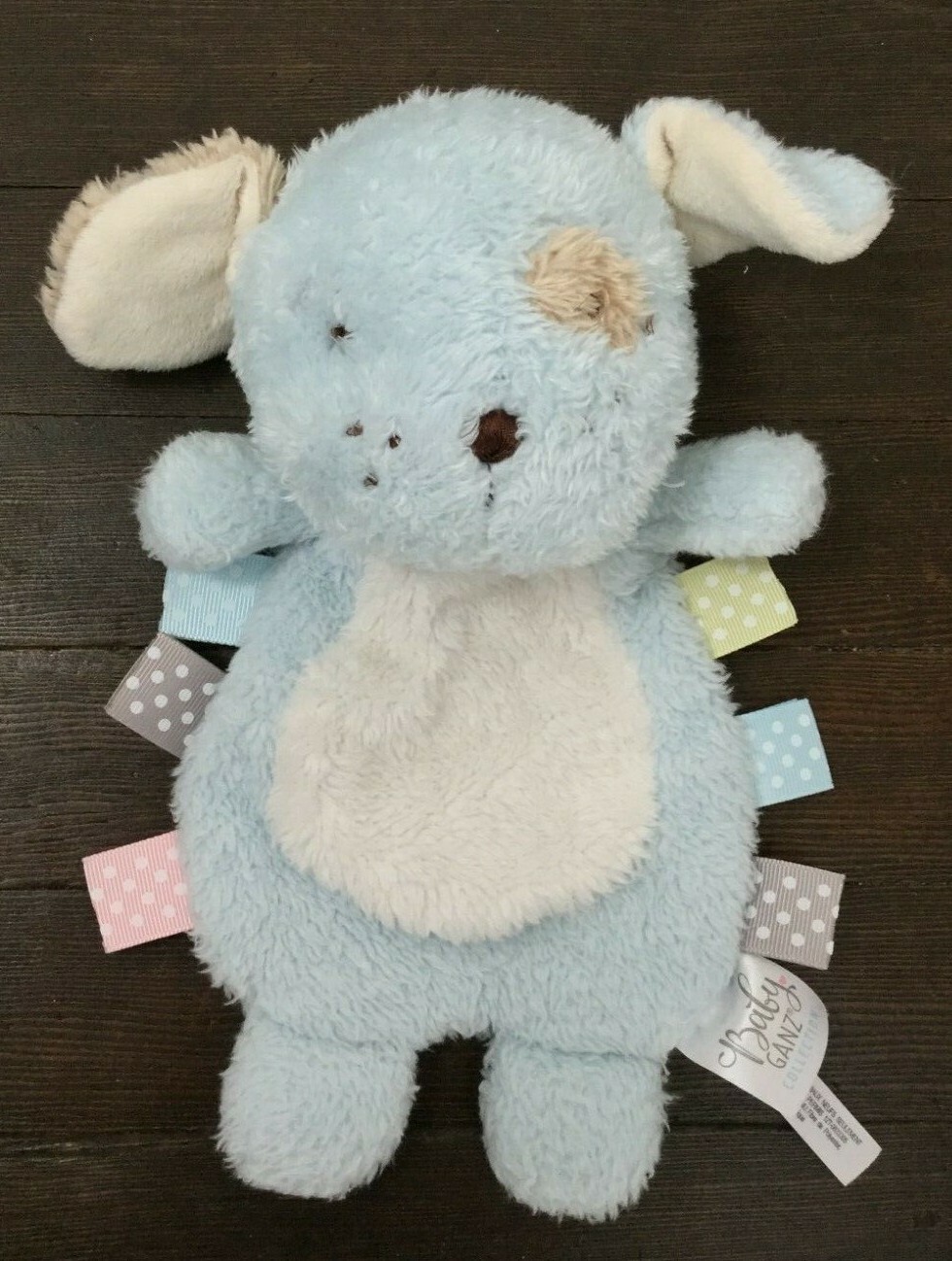 Baby Ganz Blue Puppy Dog Plush Toy Clutch Ribbon Tags Crinkle | eBay