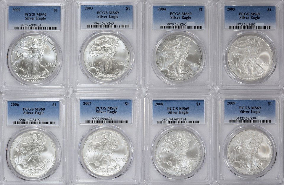 1986-2025 American Silver Eagles Complete 41 - Coin Set Each Graded ...