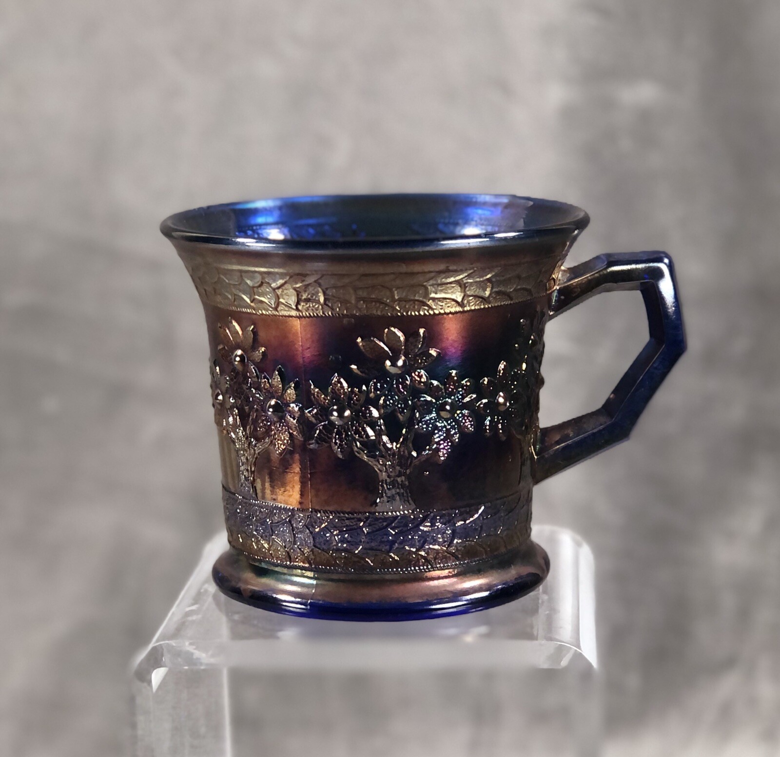 Fenton Blue Carnival ORANGE TREE Handled Shaving Mug | eBay