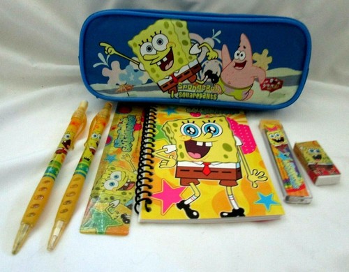 Spongebob Squarepants & Patrick Blue Pencil Case Pouch + 6 pc ...