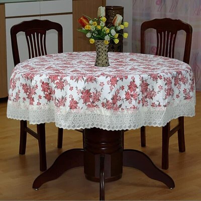 PVC Plastic Flowered 4 Seater Round Shape Table Cover 60 inch us | eBay