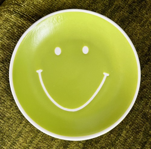 4” Lime Green Smiley Face Trinket Dish Saucer New 180 Degrees ...