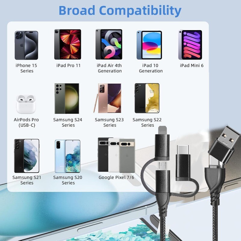 5 in 1 Fast USB Charging Cable Universal Multi Function Cell Phone ...