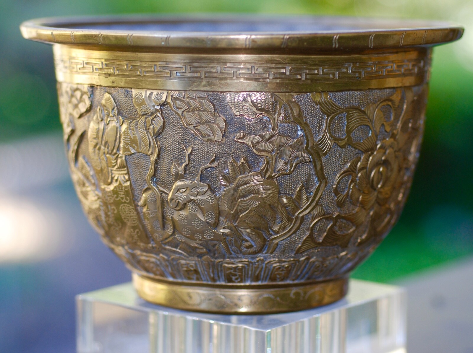 ANTIQUE CHINESE BRONZE POT PLANTER XUANDE MARK | eBay