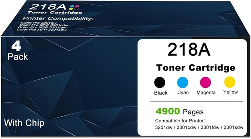 218A Toner Cartridge 4-Pack for HP Color LaserJet Pro 3201 3301 High ...
