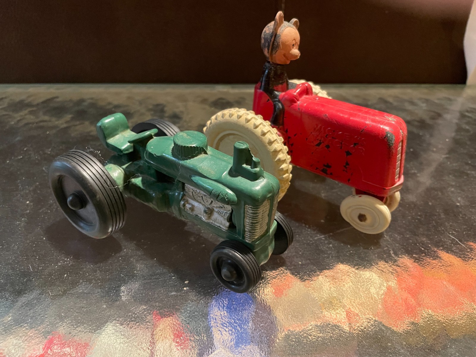 Vintage Sun Rubber Mickey Mouse Tractor and a Garrett Tractor | eBay