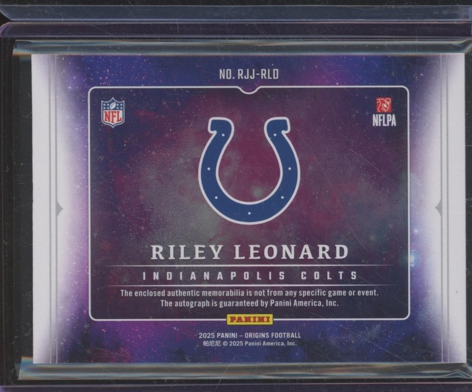 2025 Panini Origins RILEY LEONARD RC Rookie Jersey Relic Auto Colts ...