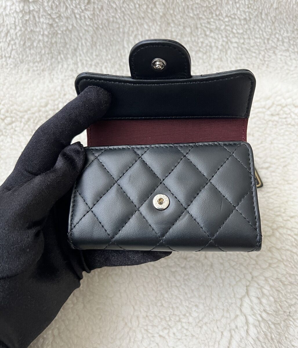 Auth Chanel Classic Flap Black Lambskin 4 Ring Key Holder w Auth Chanel Classic Flap Black Lambskin 4 Ring Key Holder w
