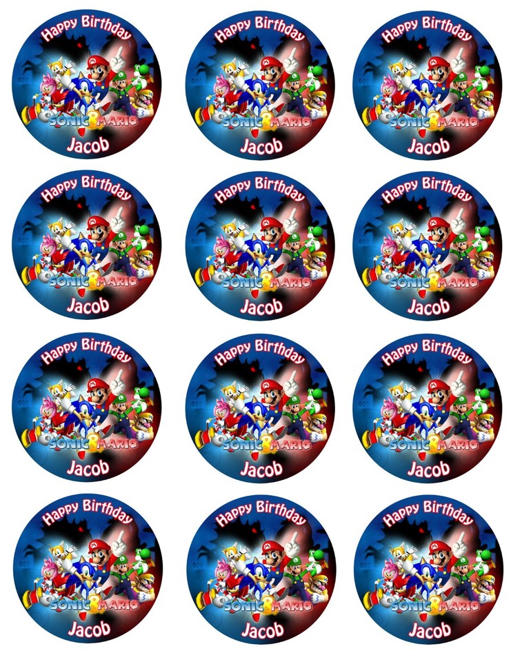 MARIO BROS AND SONIC Party Edible Cake topper image | eBay