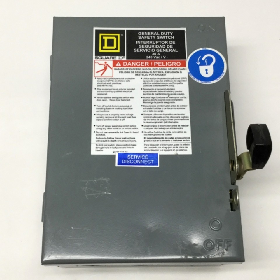 Square D D221N General Duty Fused Safety Switch Disconnect, 240VAC 60Hz ...