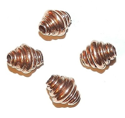 MB344 Antiqued Copper Ribbed Double Cone 12mm Bicone Pewter Beads 4pc ...