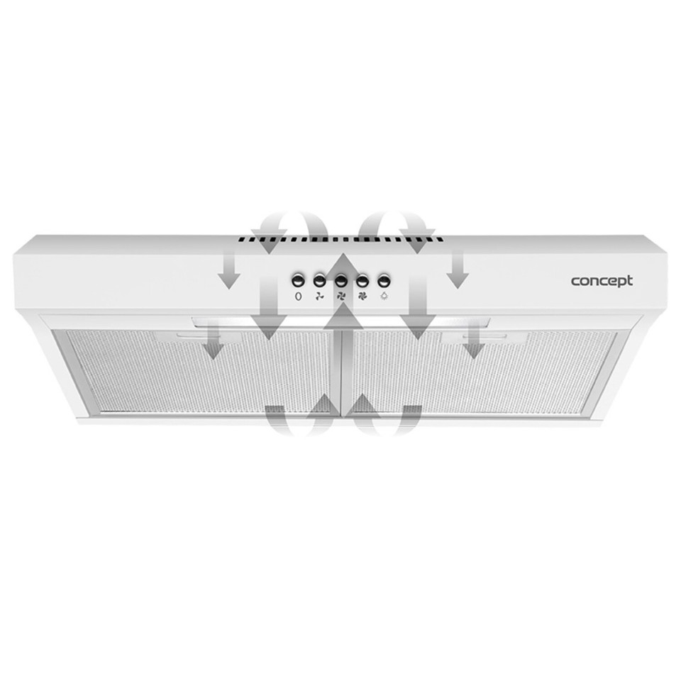 Under Cabinet Range Hood Cooker Slim LED Light 3 Colours Extractor 60cm ...