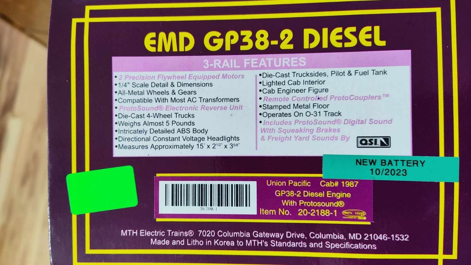 MTH 20-2188-1 UP GP-38-2 DIESEL O SCALE LOCOMOTIVE | eBay