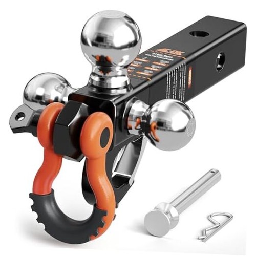 Tri Ball Mount Trailer Hitch with Pin,Tow Hook & Clevis Shackle, Fits 2 ...